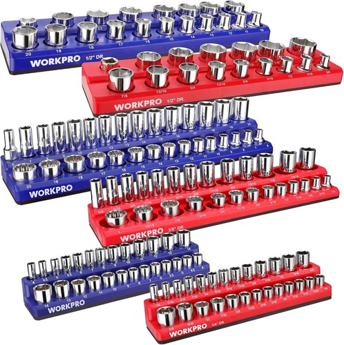 Magnetic Socket Organizer Set, 6-Piece Holds 143 Sockets, Gift for Men ...