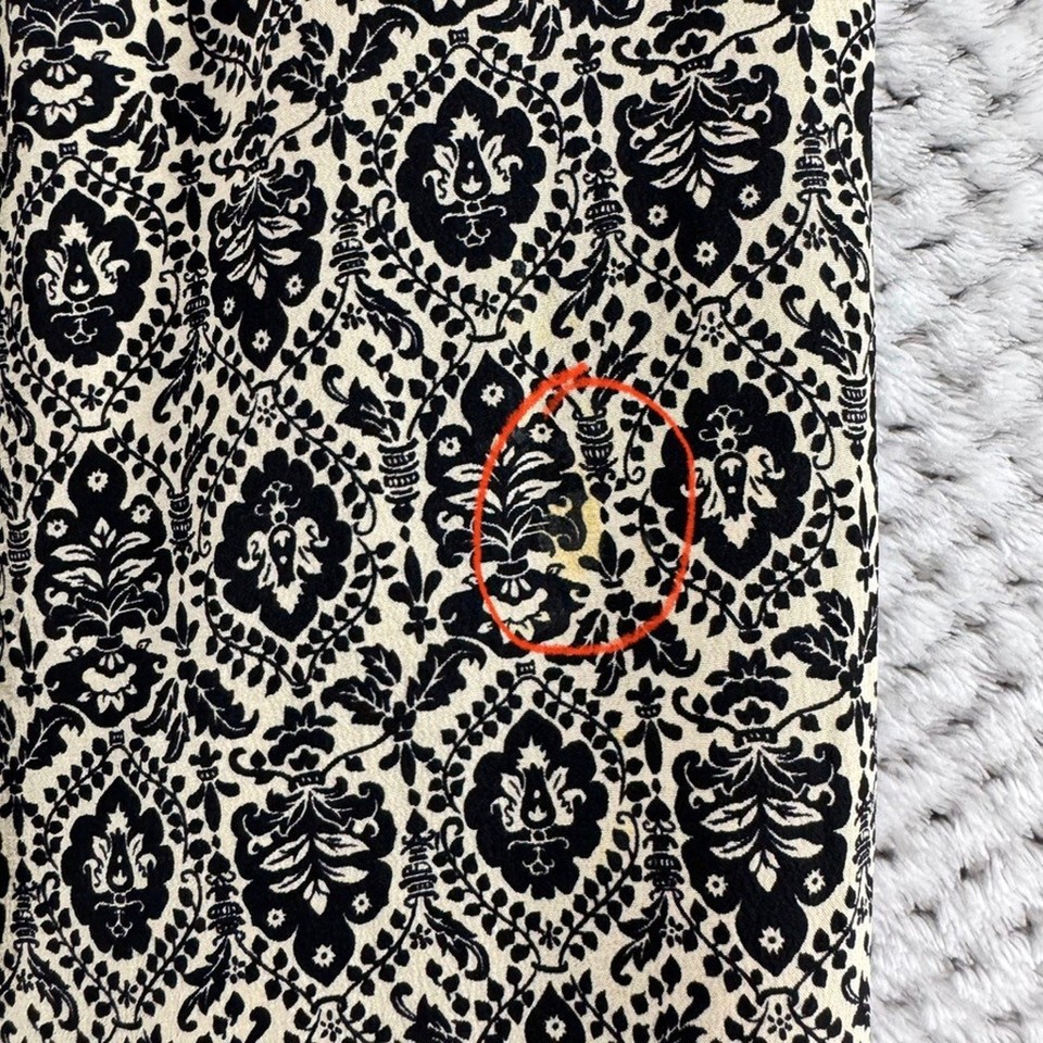 VTG Talbots Pants Women 8 Tan Black Silk Floral Trouser Straight Leg ...