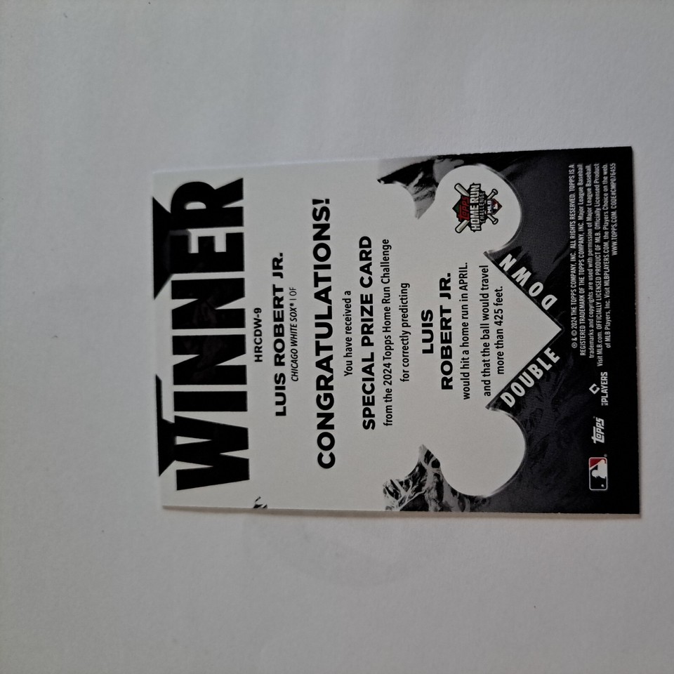 2024 Topps Home Run Challenge #9 Luis Robert Jr. SSP Double Down Winner ...