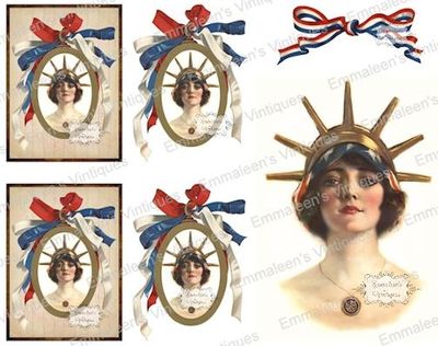 Vintage Image Victorian Woman American Lady Liberty Waterslide Decals ...