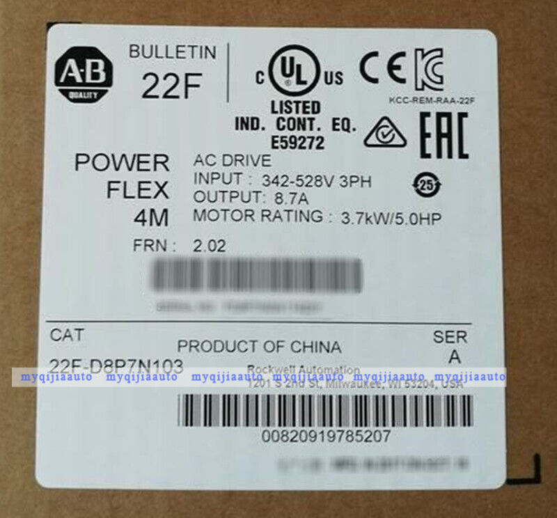 Allen-Bradley 22F-D8P7N103 PowerFlex 4M 3.7KW 5HP AC Drive 22FD8P7N103 ...