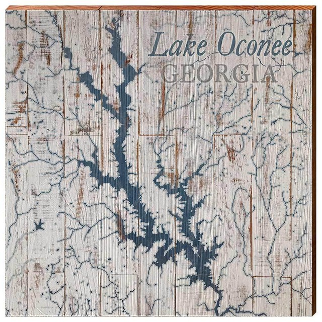 Lake Oconee, GA Map Art Printed on Real Wood MOCO2-18" x 18" | eBay