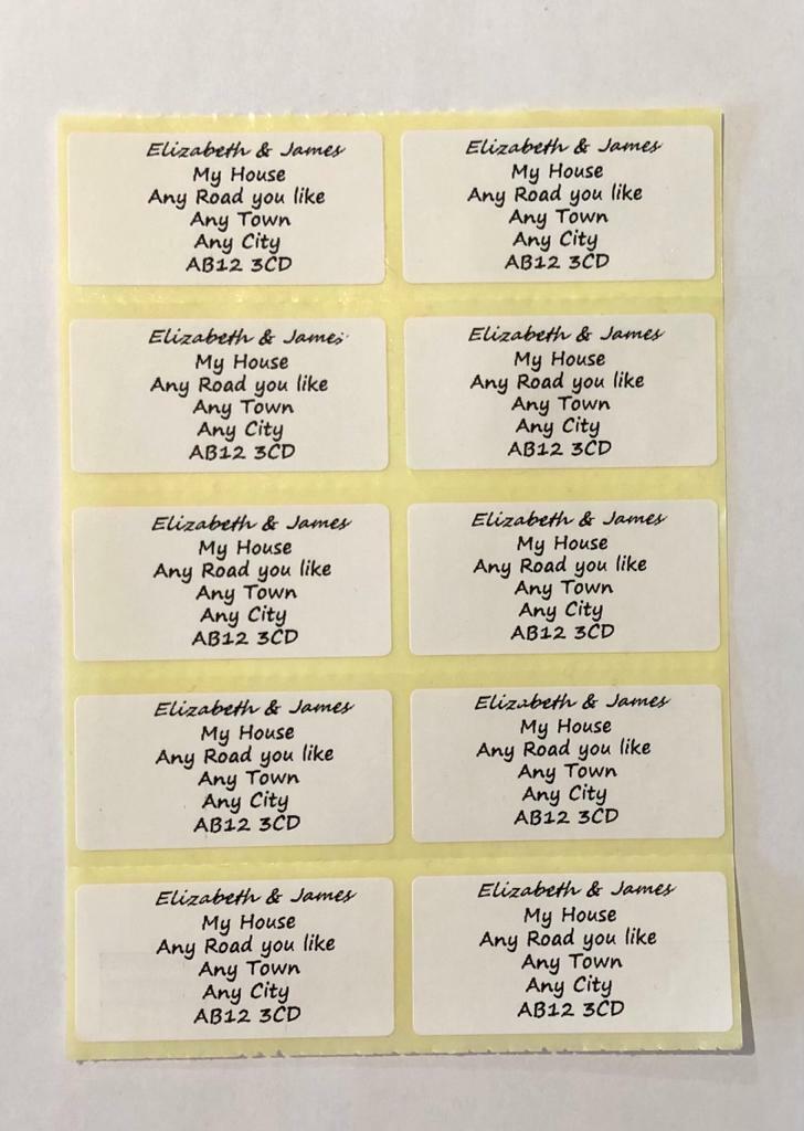 1000 Personalised WHITE Printed Sticky Address Labels. Self Adhesive ...