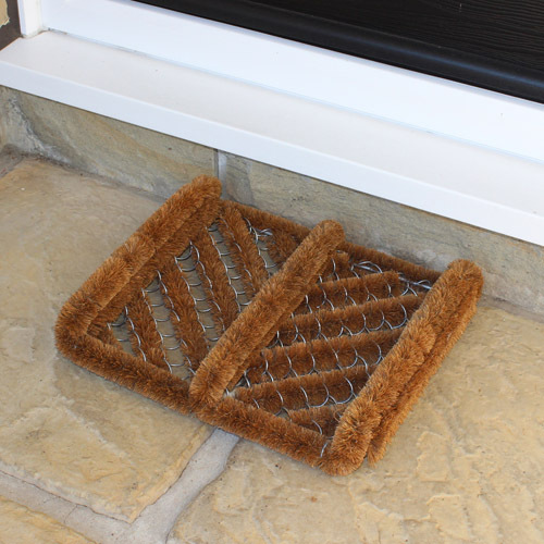 JVL Boston Natural Coir Outdoor Shoe Boot Scraper Door Mat, 30 x 35 cm ...