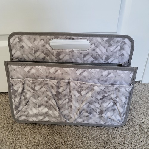 Thirty One Deluxe Double Duty Caddy Grey and White Print | eBay