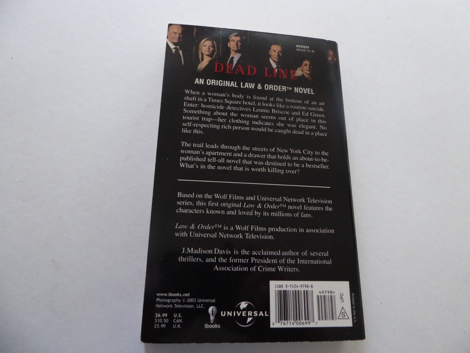 LAW & ORDER 2004 "DEAD LINIE" J. MADISON DAVIS TV TIE-IN COLLECTOR COPY ...