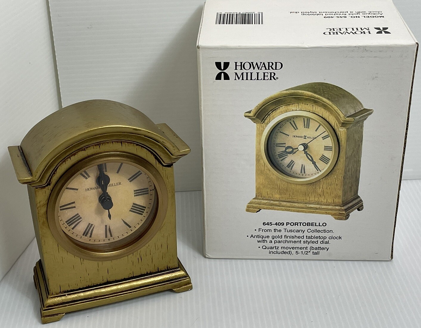 Vintage Howard Miller Quartz Clock New In Box 5.25” Gold Finish With ...