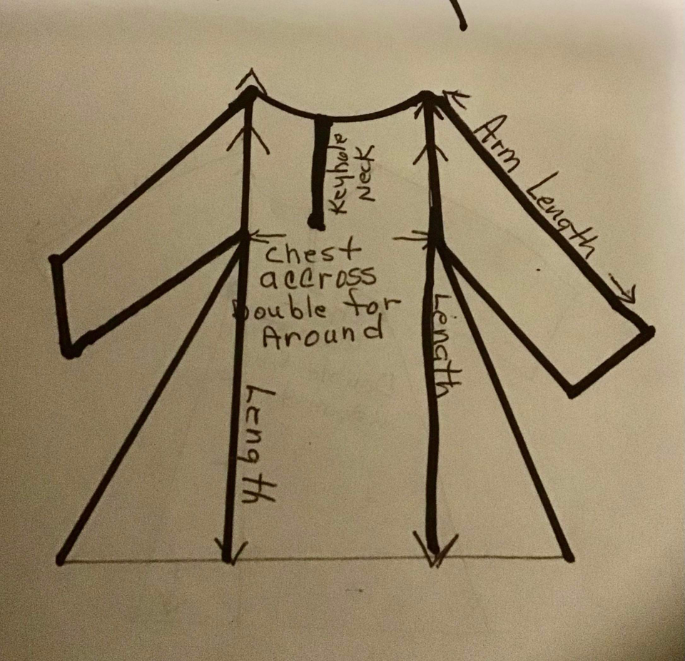 SCA Medieval Garb Chest 61" around t- tunic shirt Renaissance Black w ...