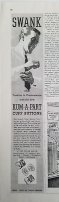 1937 men's Swank Kum A part cuff links buttons ads fashion jewelry ad ...