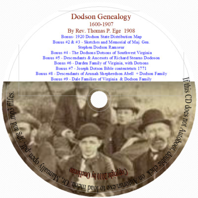 Dodson / Dotson Family Genealogy - VA, PA, NJ, MD, NC, KY, TN | eBay