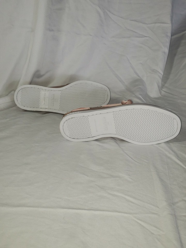 NIB Sperry Top-Sider Rose Gold Leather Slip On Laced Boat Shoe Loafers ...