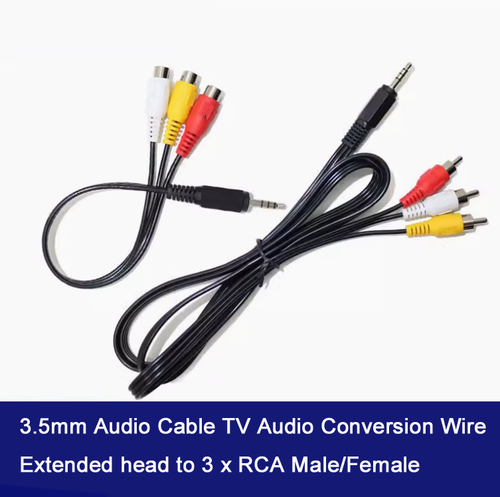 3.5mm Audio Cable TV Audio Conversion Wire Extended head to 3 x RCA ...
