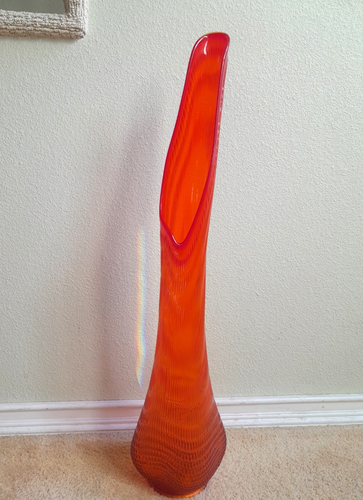 RARE 36" LE Smith Red Tangerine Amberina Nubby Butt Swung Vase Glows ...