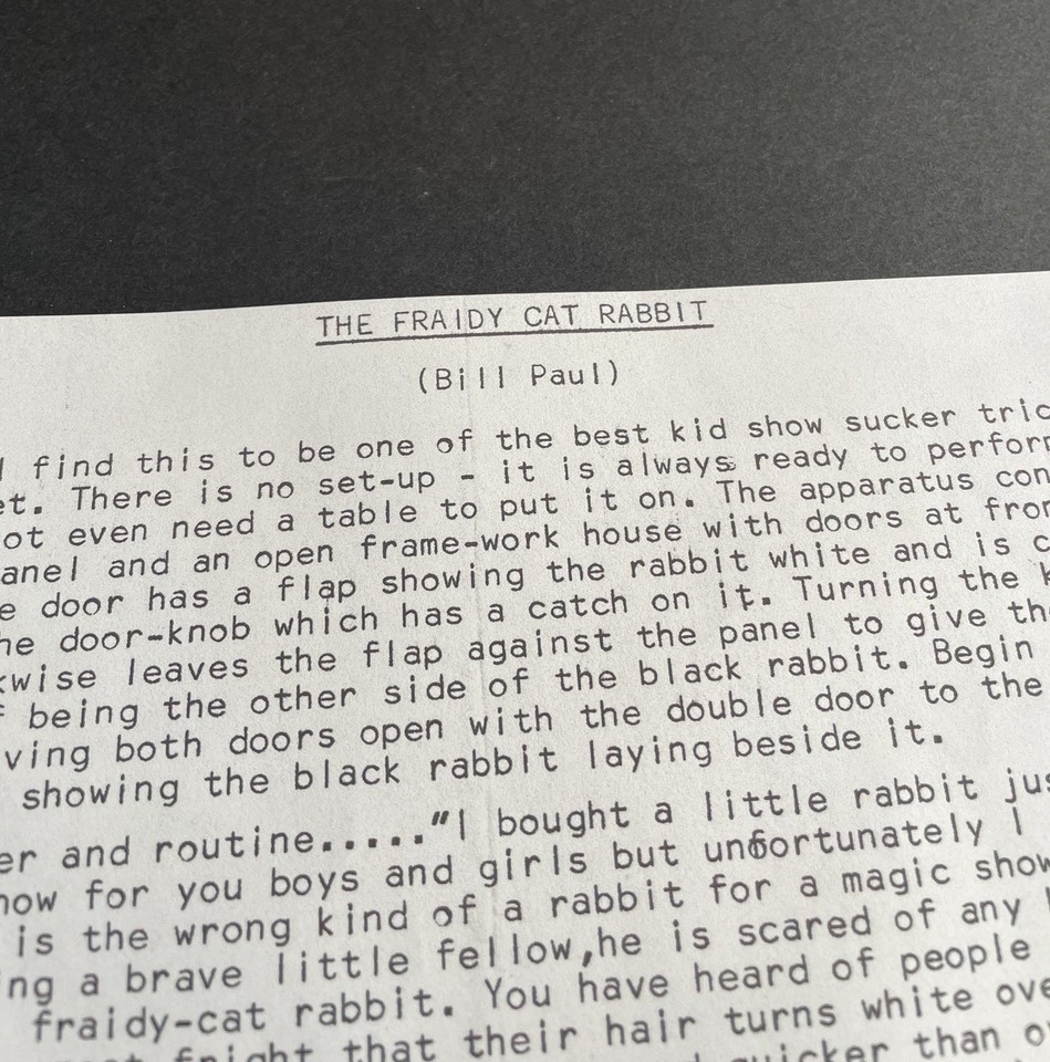 Vintage Fraidy Cat Rabbit Magic Trick, Bill Paul, Gene Gordon *PLEASE ...