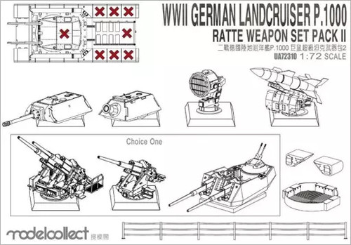 Plastic Model 1/72 German Land Cruiser P.1000 Ratte Weapon Set II Detail Up | eBay