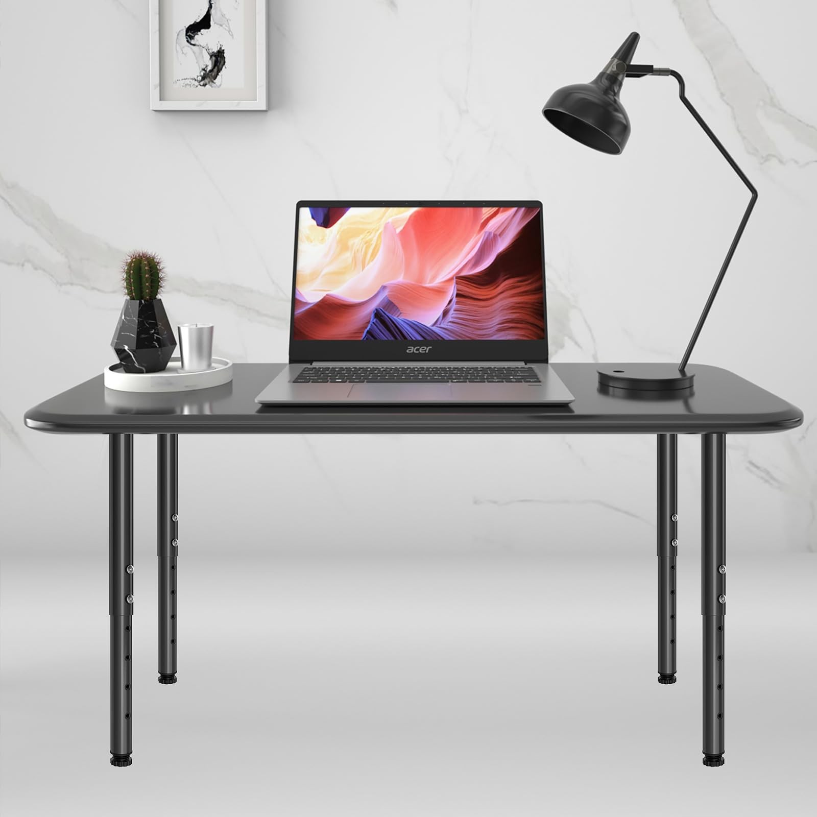 2 PCS Black Adjustable Metal Table Desk Furniture Legs Fits 3251 Inch ...