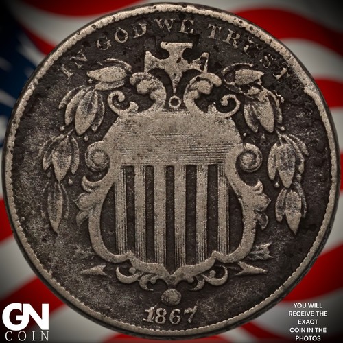 1867 RAYS Shield Nickel A5789 | eBay