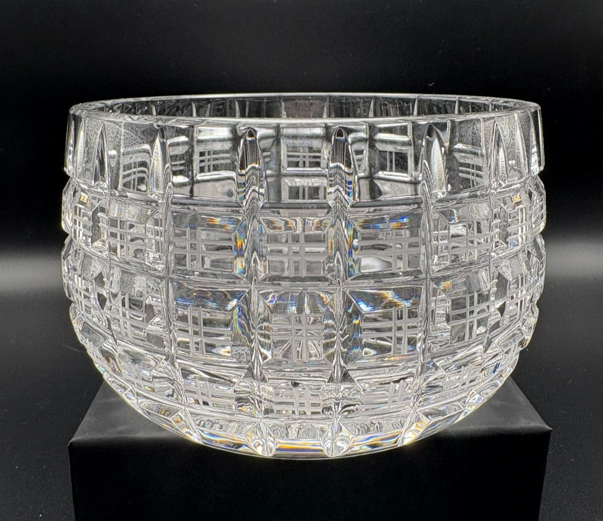 Lausitzer Glaswerkes Lead Cut Crystal BOWL Geometric MCM Etched Germany ...