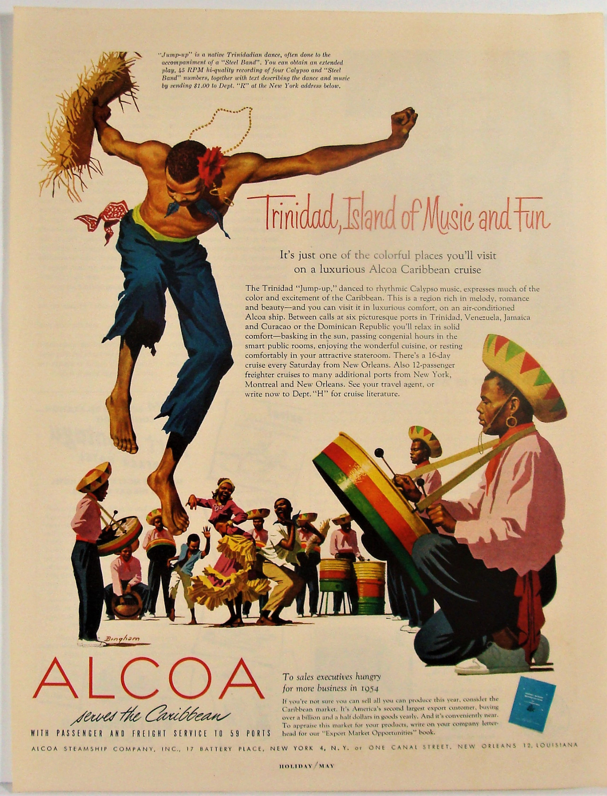Alcoa Steamship Caribbean Trinidad Island of Music & Fun Art Print Ad ...