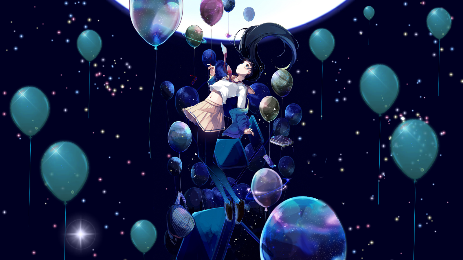 Anime balloons moon school uniform backpacks black Custom Gaming Mat ...