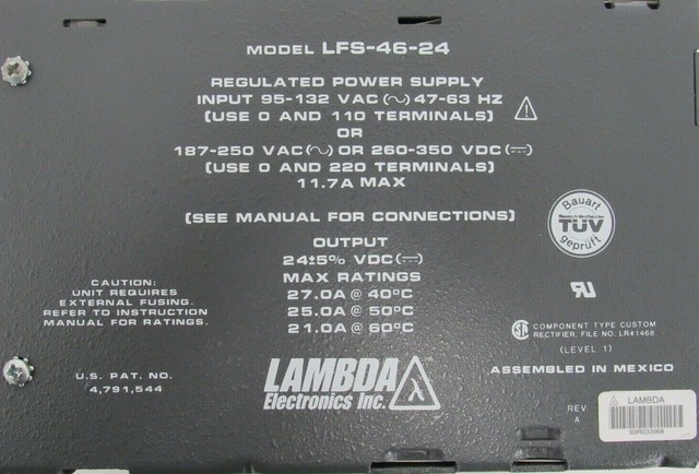 Lambda Lfs-46-24 Regulated Power Supply LFS4624 for sale online | eBay