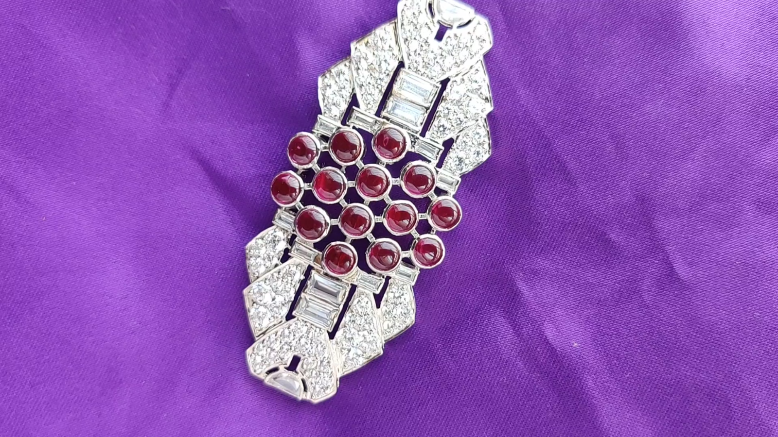 Impressive Red Ruby Statement Brooch Pin 925 SS Lab Created Luxury High ...
