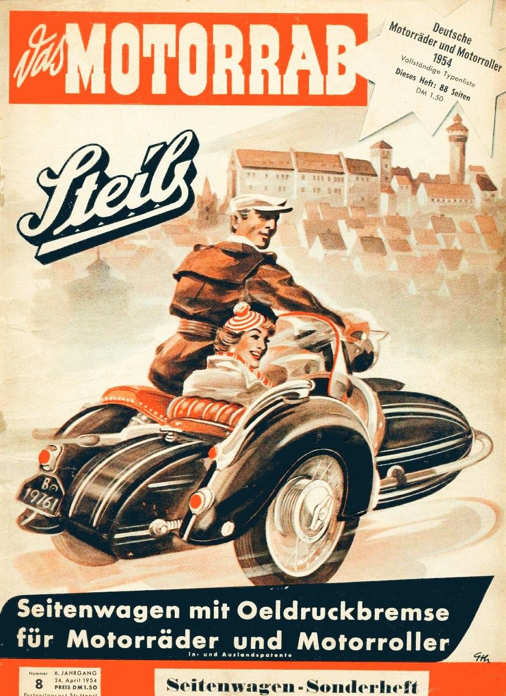 Motorrad Dutch motorcycle magazine cover Poster 1951 13 x 18 Giclee ...