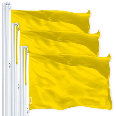G128 3 Pack: Solid Yellow Color Flag 2.5x4 Ft LiteWeave Pro Printed ...