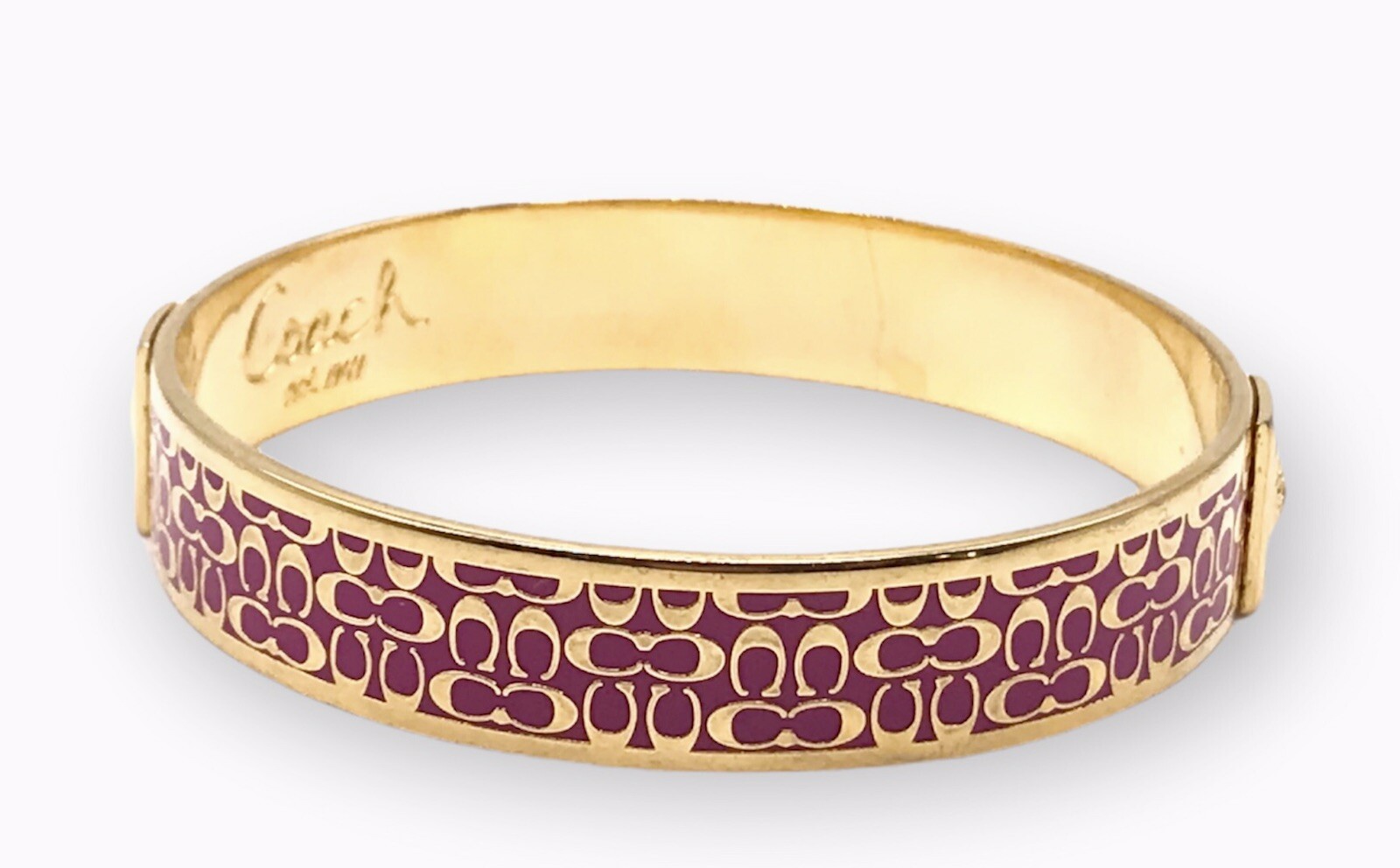 Coach Signature C Rose Pink/Gold 1/2" Bangle Bracelet… - Gem