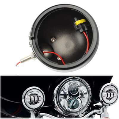 4.5" Motorcycle Headlight Housing Cover Bucket Fog Headlamp For Harley ...