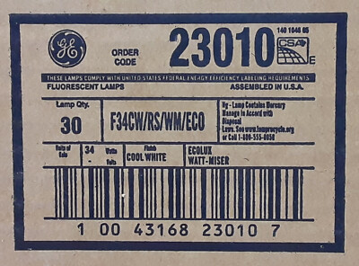 GE F34CW/RS/WM/ECO 23010 Cool White Ecolux Fluorescent Light Bulbs ...