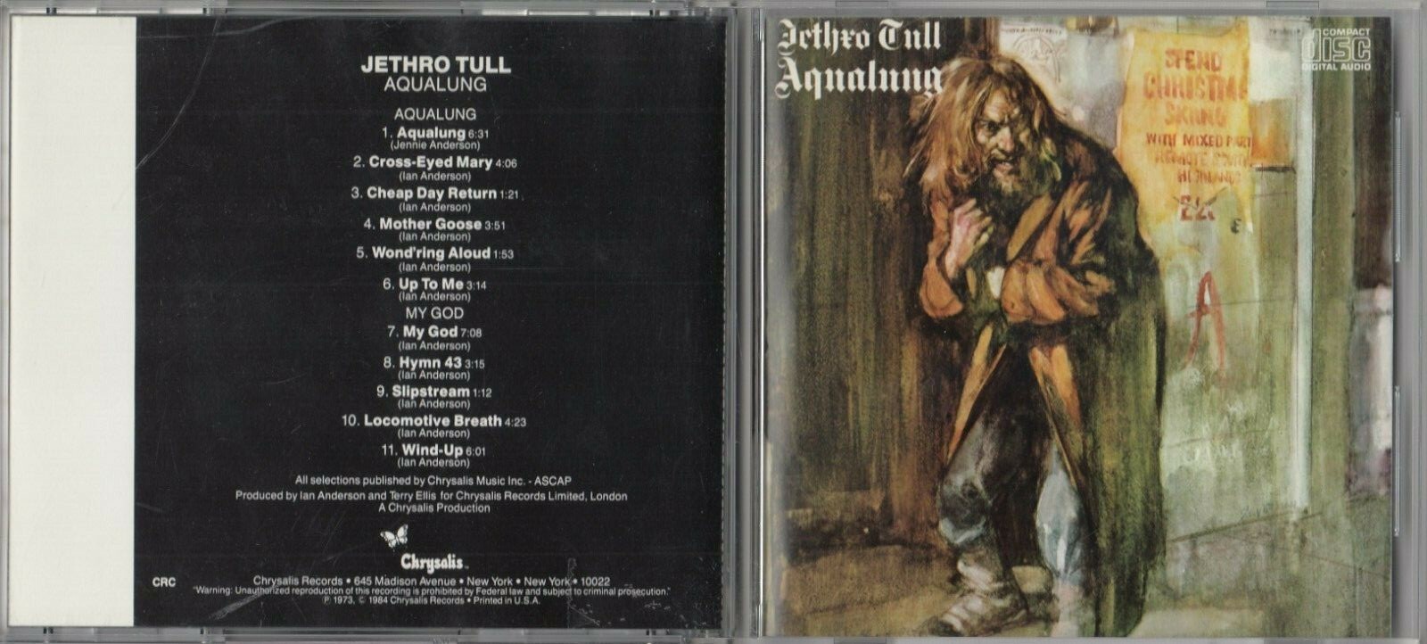 Jethro Tull - Aqualung CD 1984 CHRYSALIS EARLY DADC PRESS VK 41044 BLUE ...