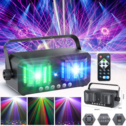 Disco Lights RGBW 4 in 1 Derby Laser Light Strobe Beam Stage Lighting ...