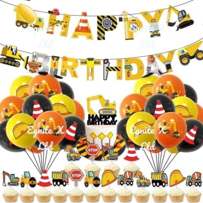 DIGGER Construction Party Balloons Birthday Decorations Children Kids ...