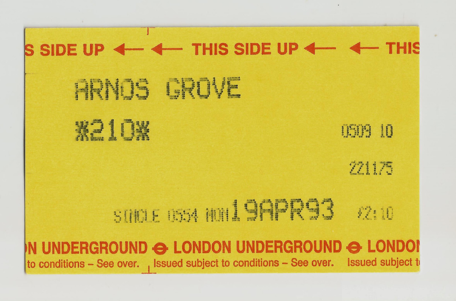 Arnos Grove 10 - UTS London Underground ticket - London Transport | eBay