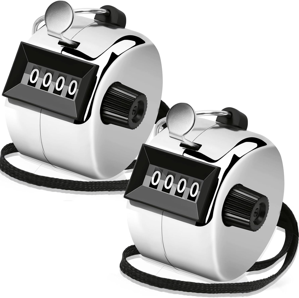 2 Pack Clicker Counter, Metal Hand Tally Counter Clicker, 4 Digit ...