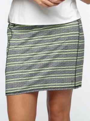 NWT BELYN KEY Black Tennis Ball Yellow SUNSET STRIPE SIDE PANEL SKORT L ...