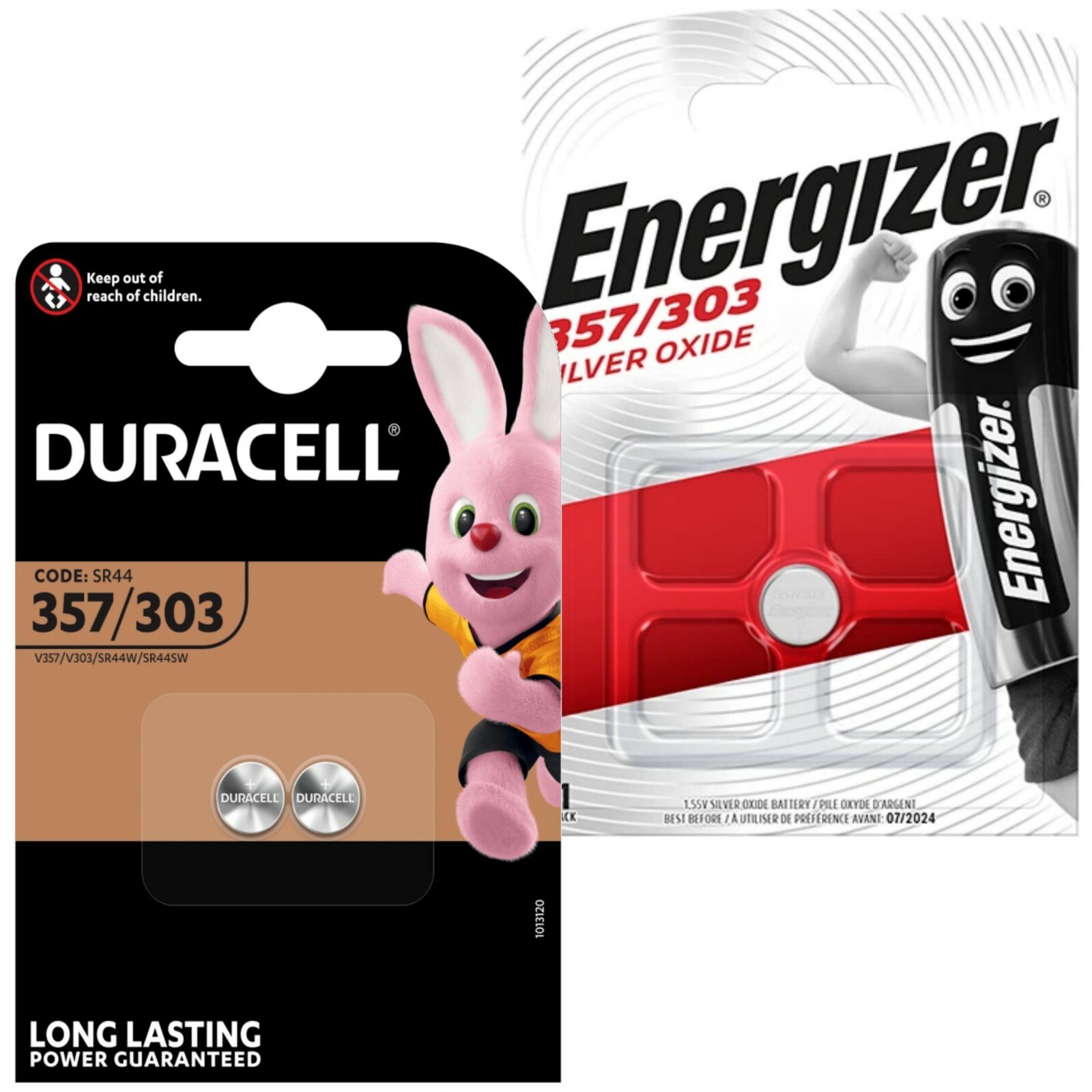 357 Watch Batteries SR44W V303 303 V357 D357 Silver Oxide Energizer ...