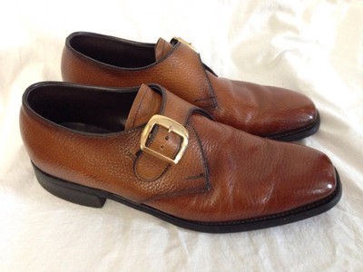 Vintage Flagg Bros Brown Pebbled Leather Monk Strap Shoes Size 9 | eBay