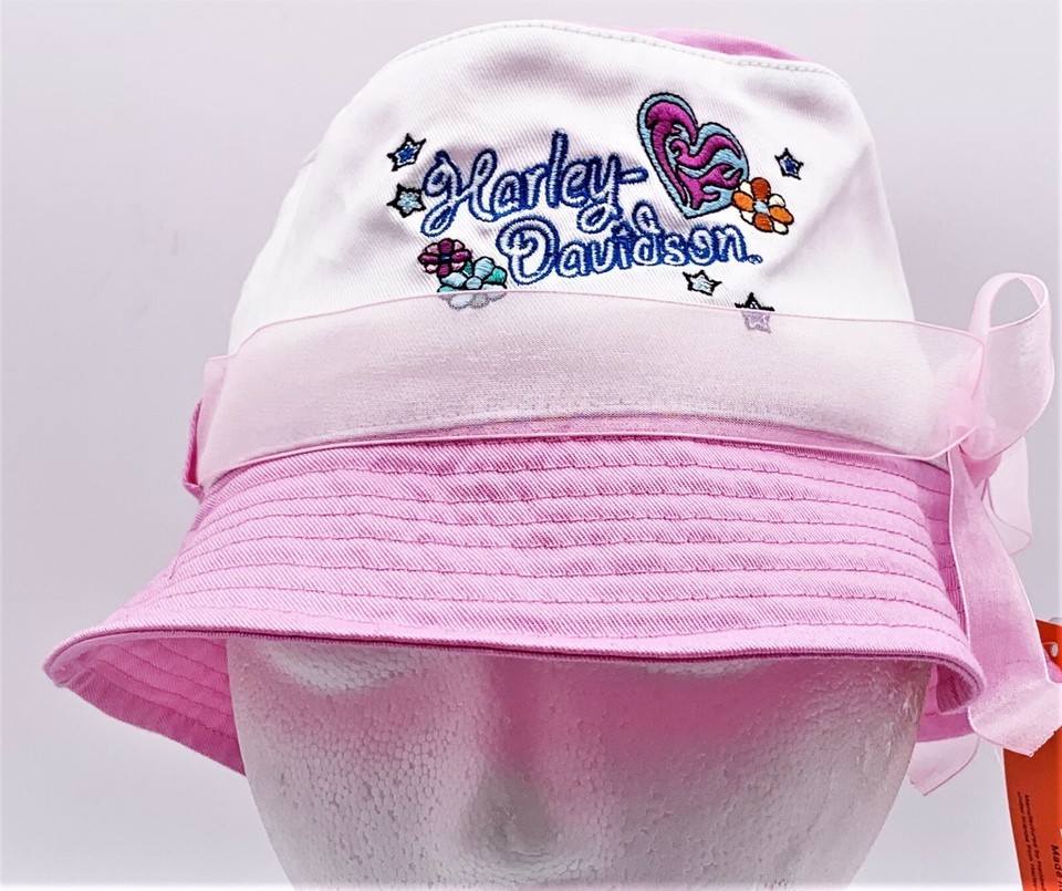 HARLEY DAVIDSON® INFANT TODDLER BABY GIRLS PINK & WHITE BUCKET HAT ONE ...