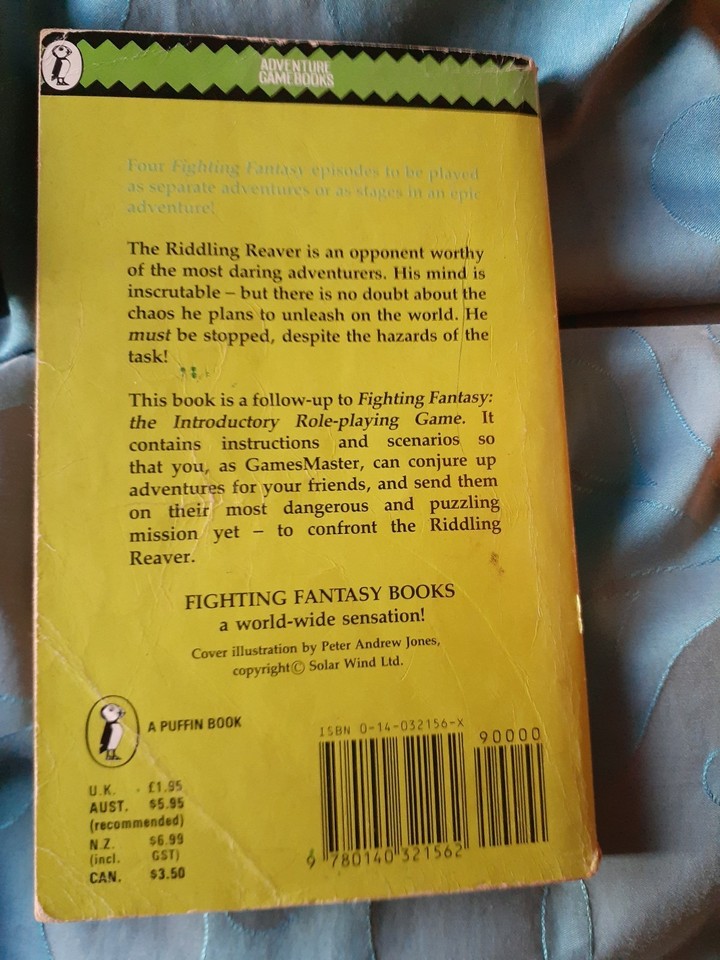 THE RIDDLING REAVER - Steve Jackson's legendary Fighting Fantasy Book ...