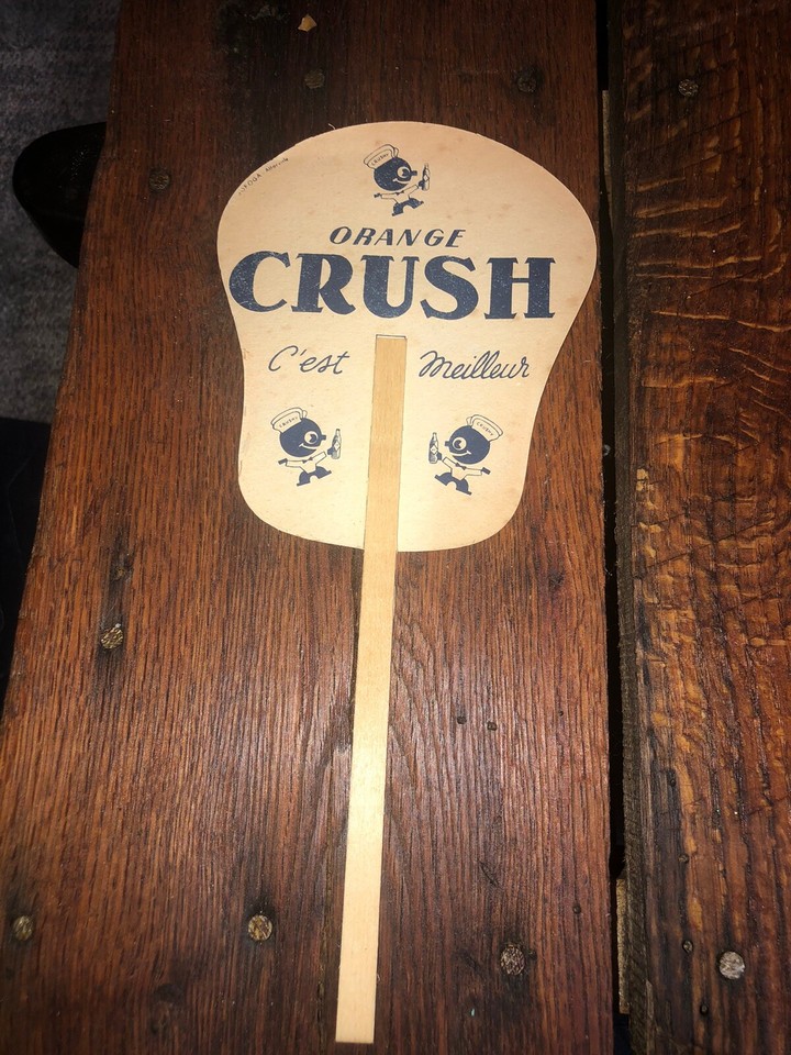 Vintage 1930’s NOS Orange Crush Soda Pop 11” Paper Fan Double Sided ...