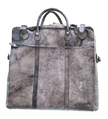 Vintage Leather Garment Bag - Rugged Mad Men MCM Classic Buckles ...