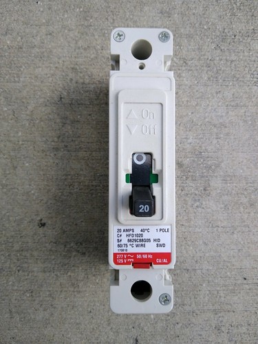 Eaton HFD1020 Circuit Breaker 20A 1P 277V HFD 65K Style 6629C88G05 HFD ...