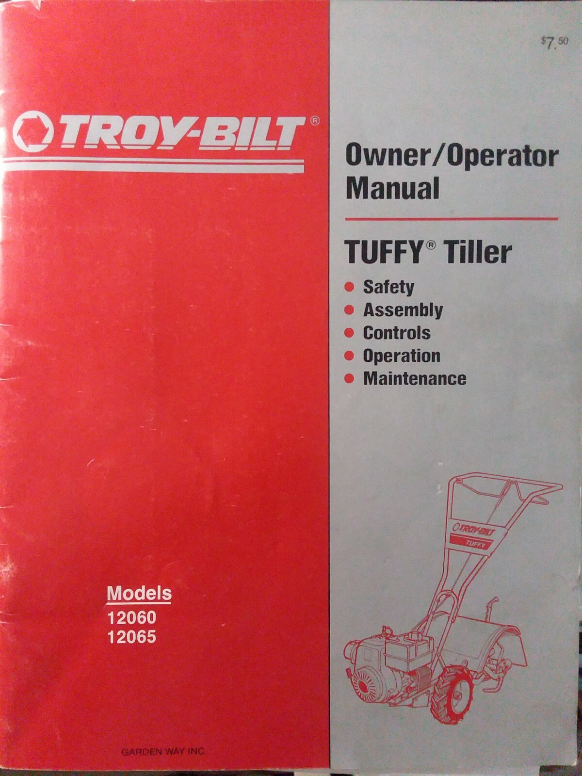 Troy-Bilt TUFFY Roto Tiller Garden 12060 12065 Owner & Parts (2 Manual ...