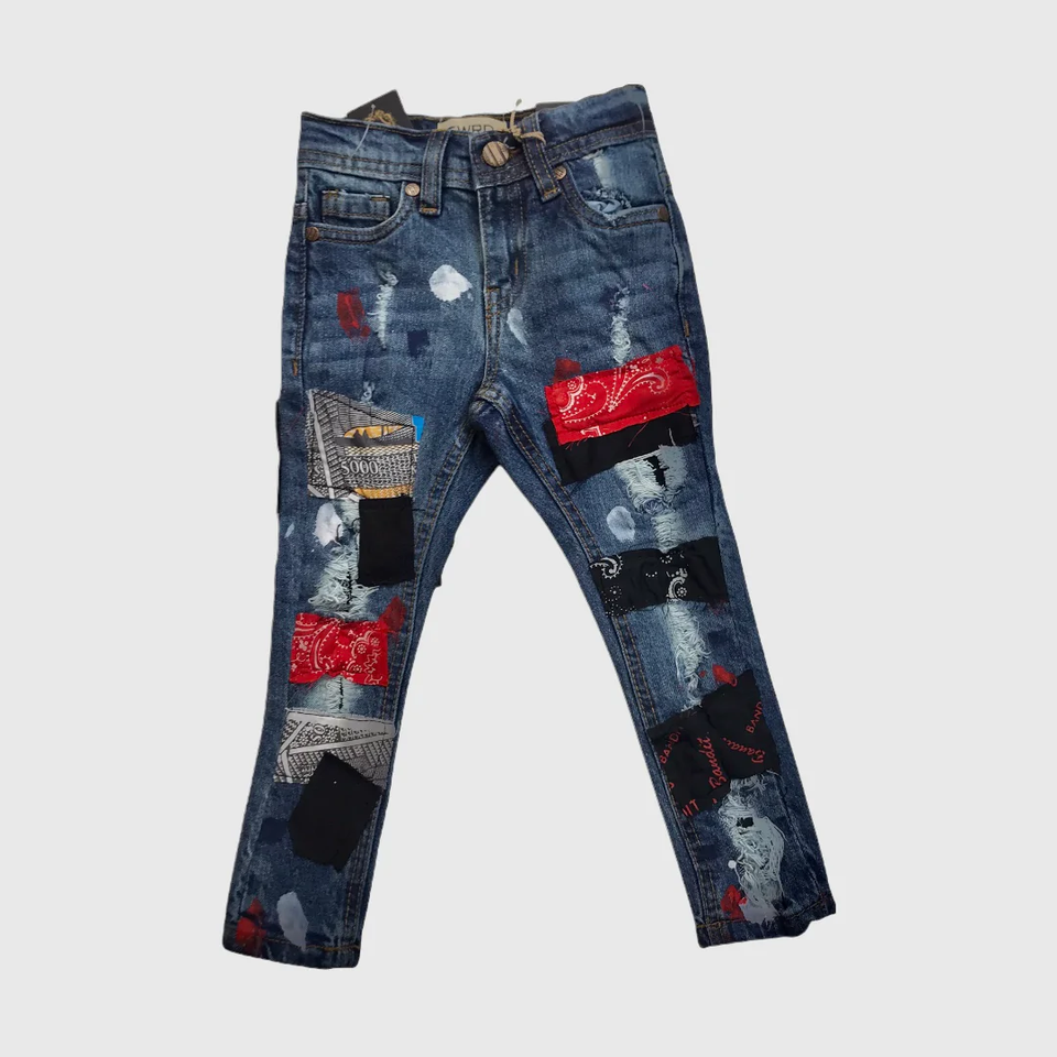 Little Kid's FWRD DENIM & CO. Bandit Patchwork Denim Jean | eBay
