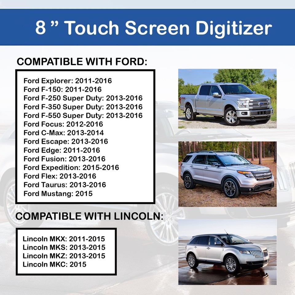 Touch Screen Digitizer Glass Replacement for SYNC 2 Ford Car Radio 8 ...
