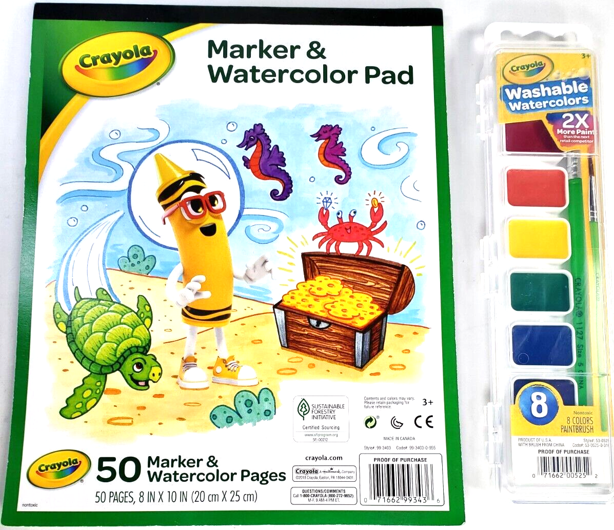 CRAYOLA Watercolor Bundle - 50-Page Pad + 8-Color Water Color Paint ...
