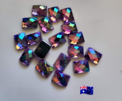 30pcs 6x8mm Purple Rhinestones AB Acrylic Crystal Flat Back | eBay ...