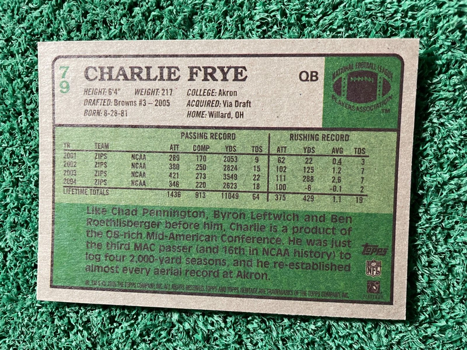 2005 Topps Heritage 79a Charlie Frye RC Browns | eBay